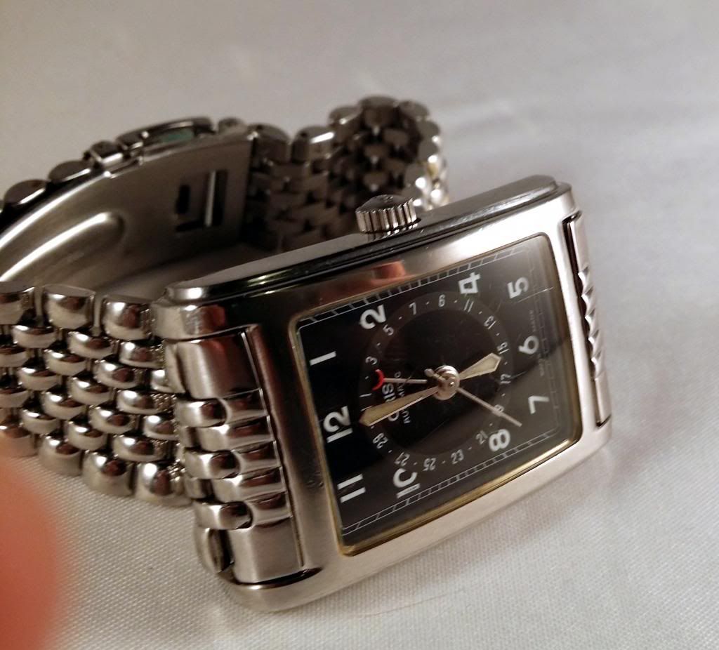 FS: Oris Rectangular Pointer Date B7460 on original SS bracelet | WatchUSeek Watch Forums